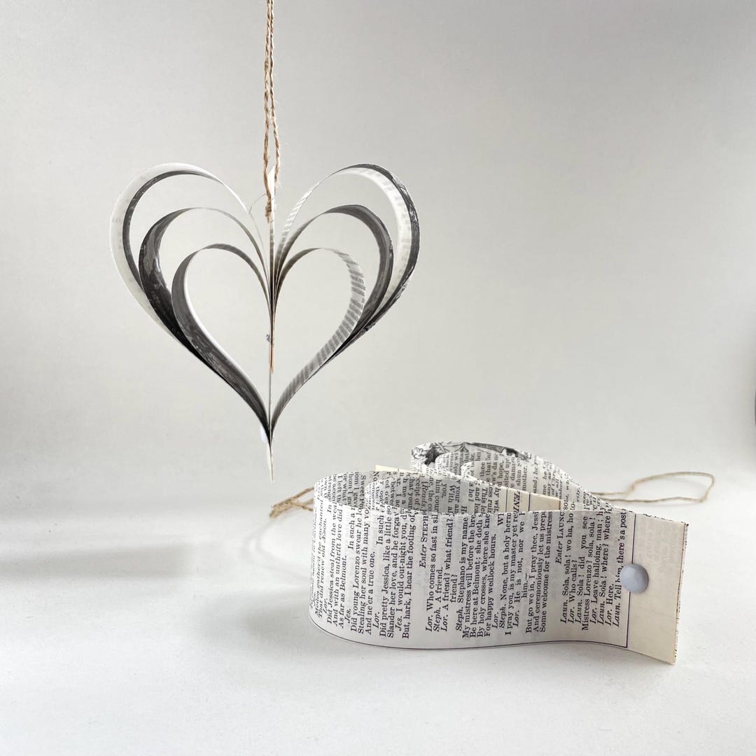 Literary Paper Hearts Handmade From Books - Etsy