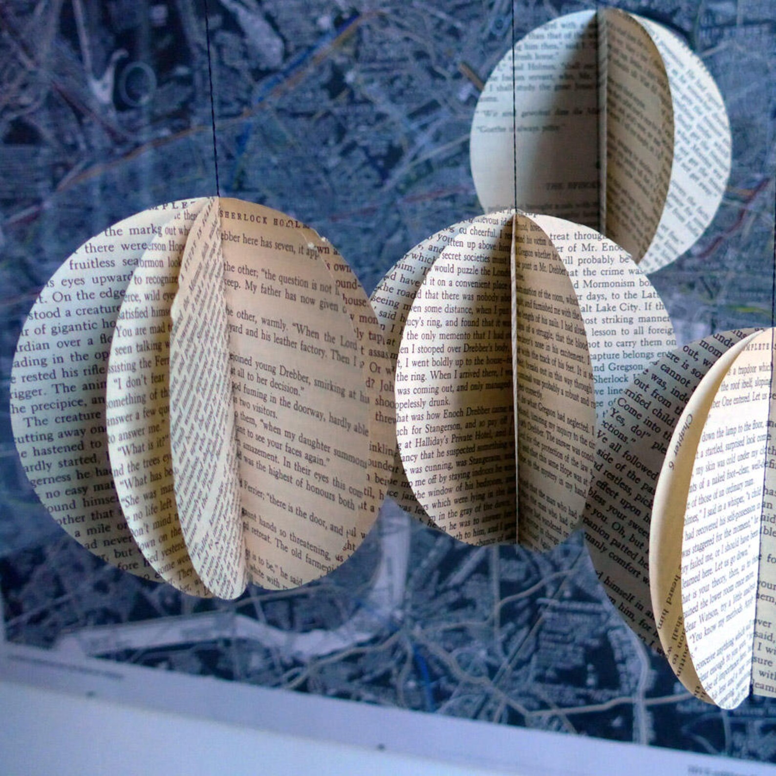 Paper Book Christmas Decorations, Upcycled, Beige, Globe, Librarycore ...