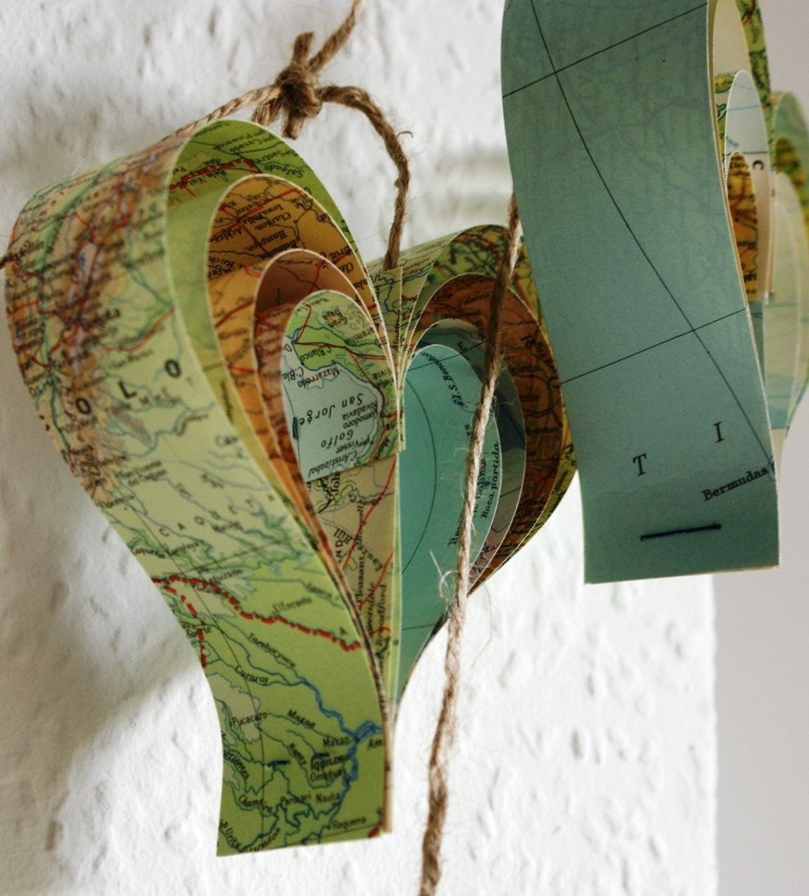 Multicoloured Garland Maps Geographical Geometric Hearts - Etsy
