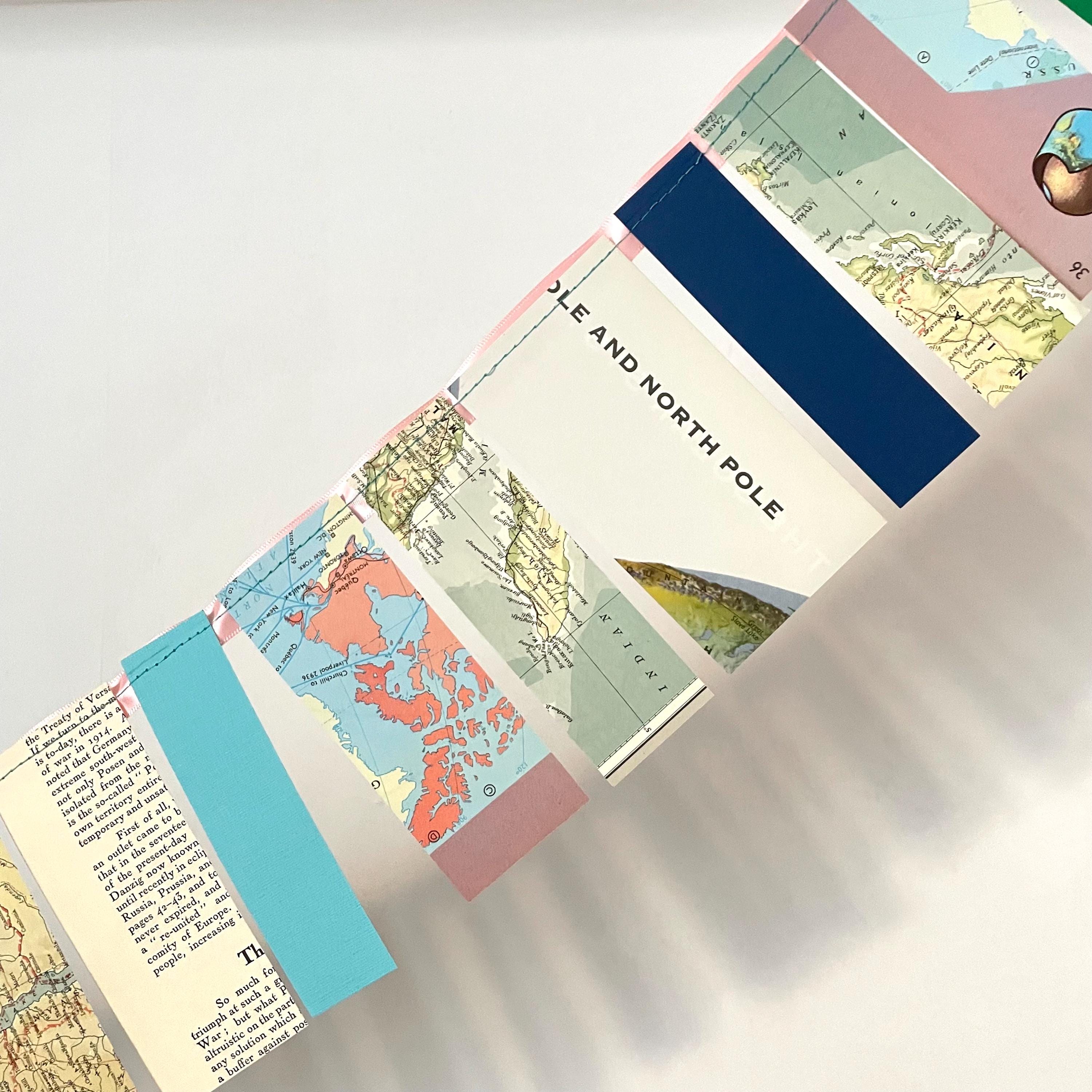 Blue Green Bunting, Paper Maps, Travel Themed - Etsy