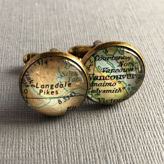 Personalised Map Cufflinks for Bronze Anniversary or Best Man | Etsy