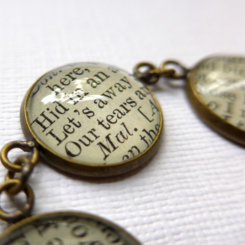 Literary Bracelet, Shakespeare's Macbeth, Book Page Jewellery, Bronze ...