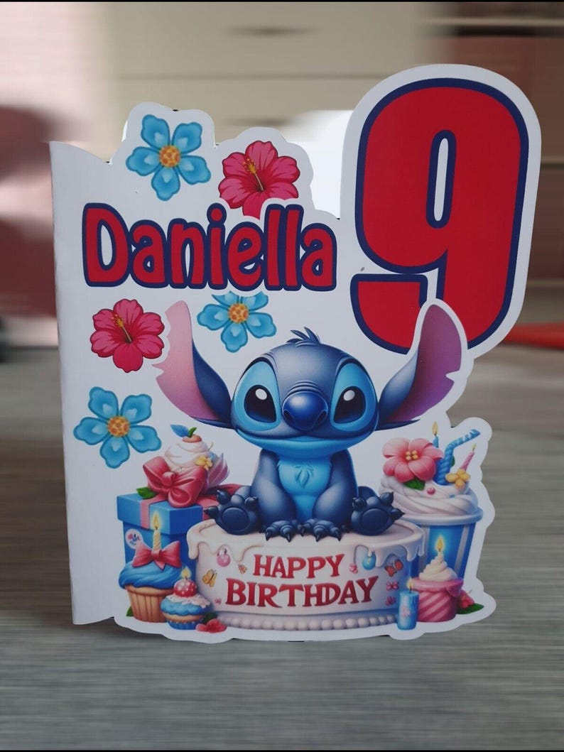 Personalized Stitch Birthday Card: Handmade Angel Design - Etsy Australia
