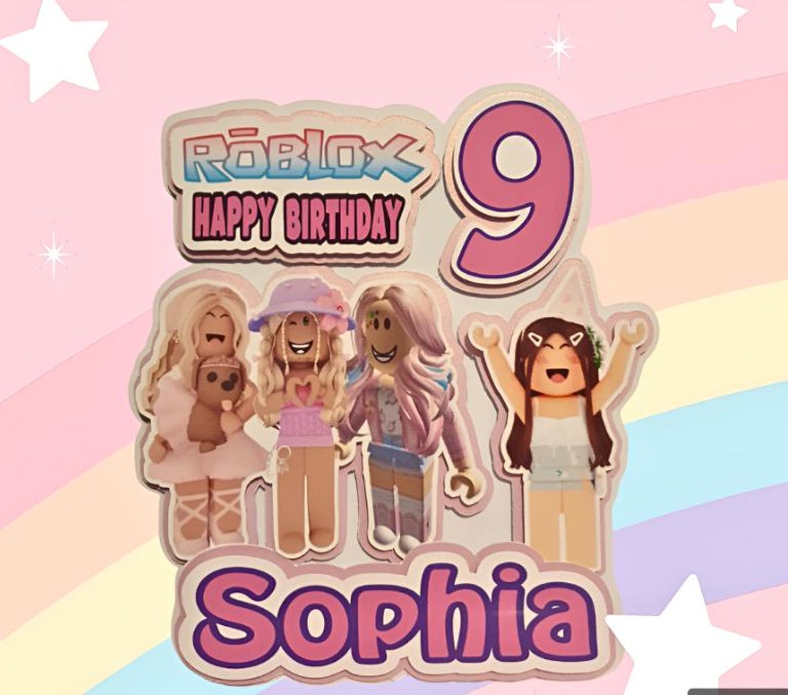 Custom Roblox Girl Cake Topper – Personalized Name & Age – Perfect ...