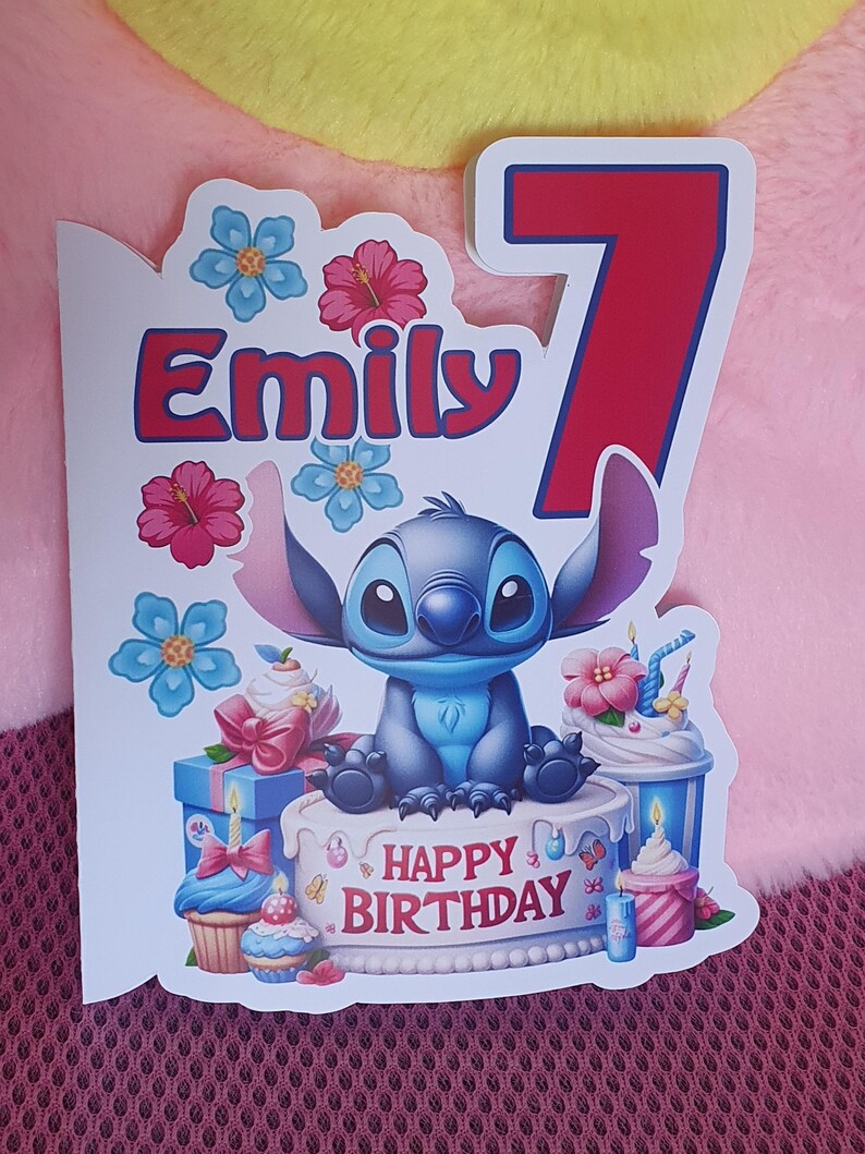 Personalized Stitch Birthday Card: Handmade Angel Design - Etsy