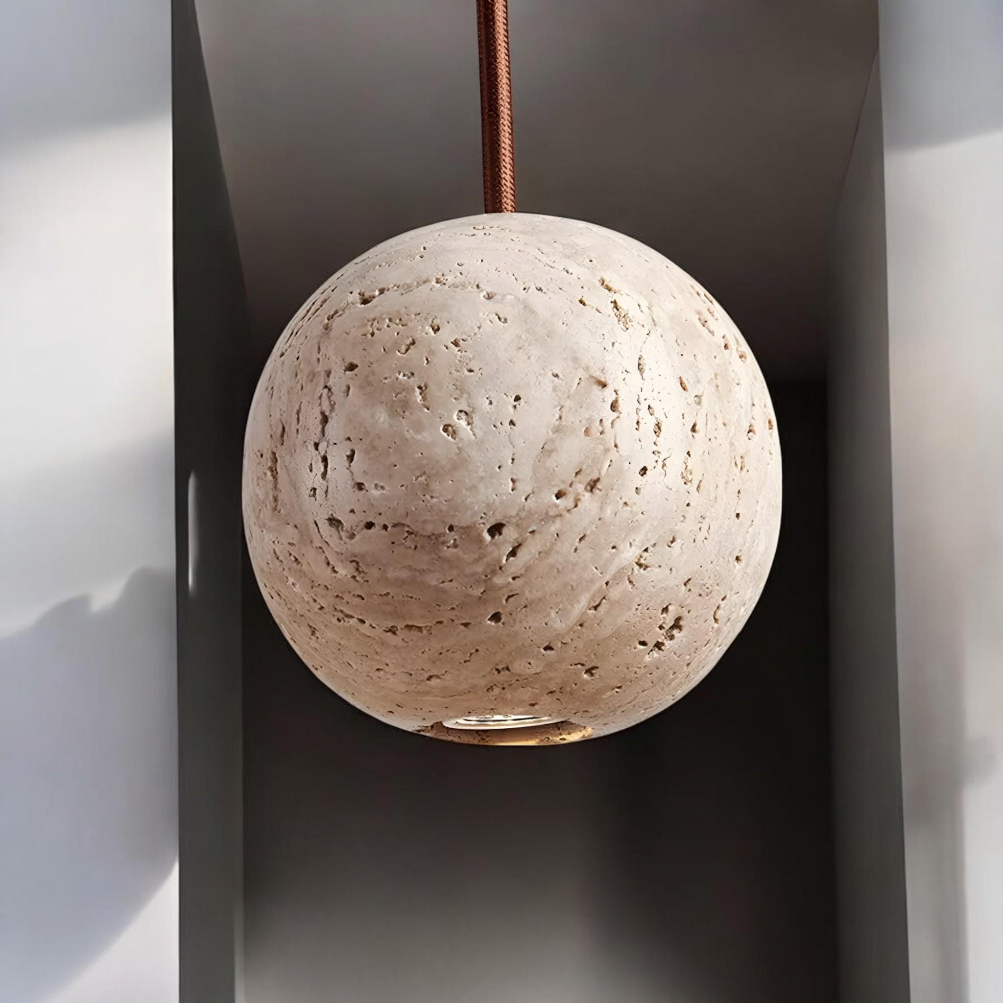 Natural Travertine Stone Pendant Light Sphere Pendant Lamp Australian ...