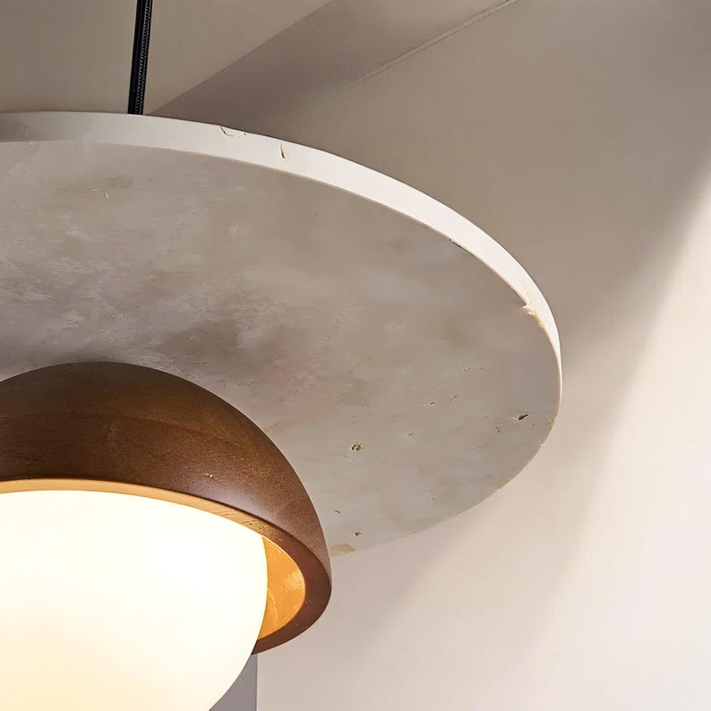 Walnut Wood Pendant Light, Wooden Ceiling Lamp, Dining Room Chandelier ...