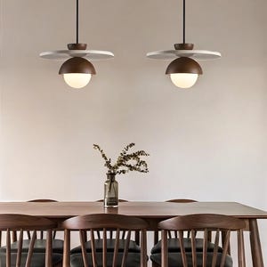 Walnut Wood Pendant Light, Wooden Ceiling Lamp, Dining Room Chandelier ...