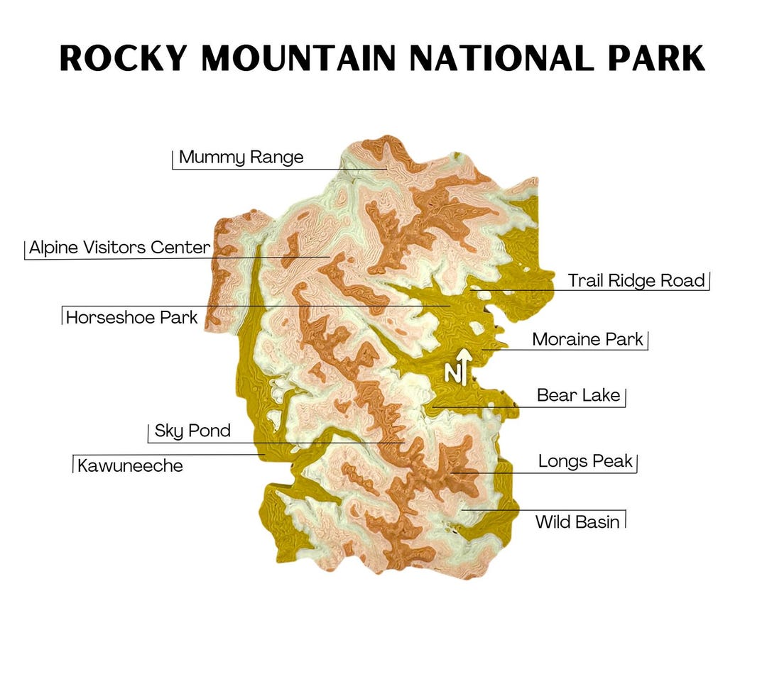 Rocky Mountain National Park 3D Topography Map - Etsy