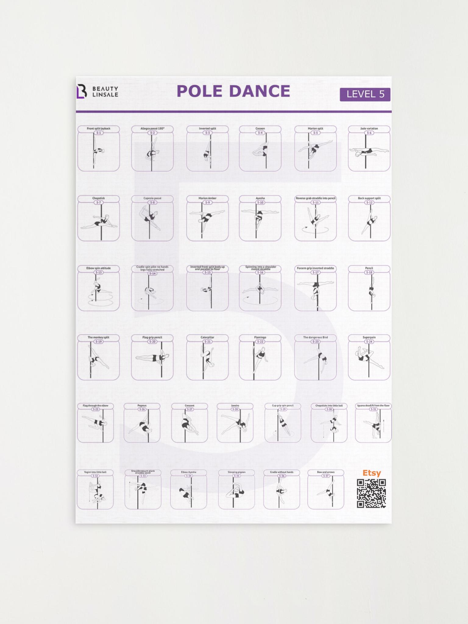 Digital Pole Dance Shapes Poster LEVEL 5 for Print *.PDF | Durable Wall ...