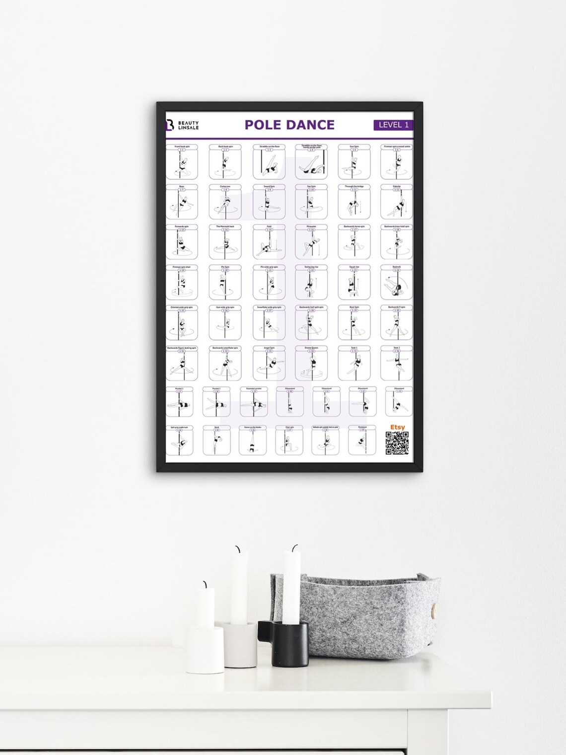 Printable Pole Dance Pose Poster for Beginer LEVEL 1 for Print *.PDF ...