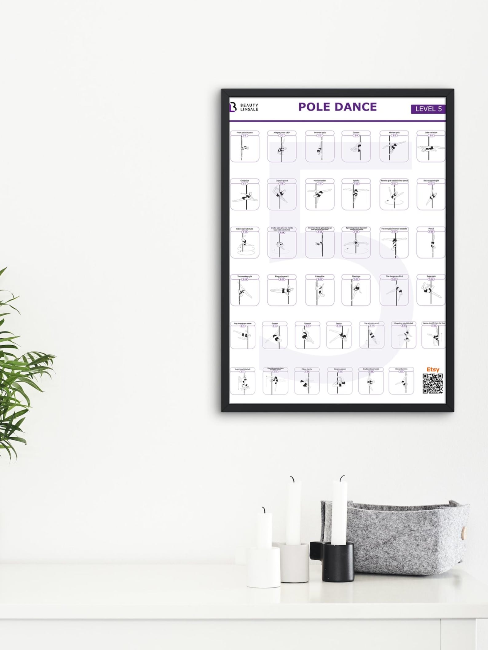Digital Pole Dance Shapes Poster LEVEL 5 for Print *.PDF | Durable Wall ...