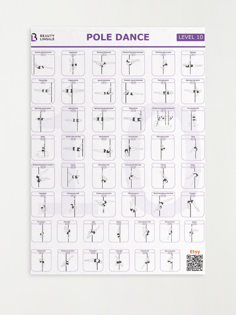 Digital Pole Dance Shapes Poster LEVEL 10 for Print *.PDF | Durable ...