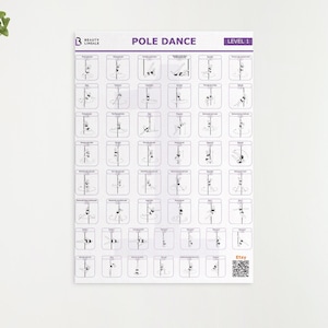 Printable Pole Dance Pose Poster for Beginer LEVEL 1 for Print *.PDF ...