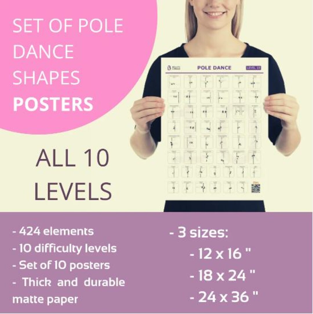 Pole Dance Shapes Posters | 424 Moves Across 10 Levels | Durable Wall ...