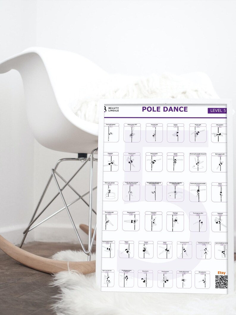 Digital Pole Dance Shapes Poster LEVEL 5 for Print *.PDF | Durable Wall ...