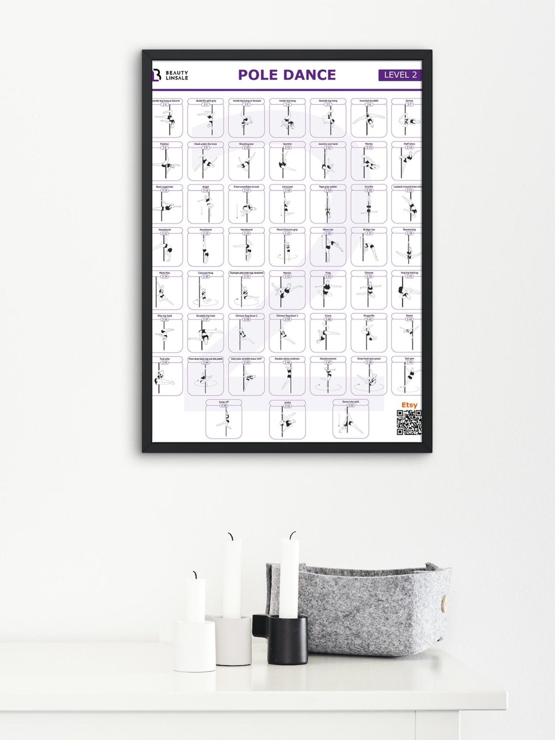 Digital Pole Dance Shapes Poster LEVEL 2 for Print .PDF Durable Wall ...