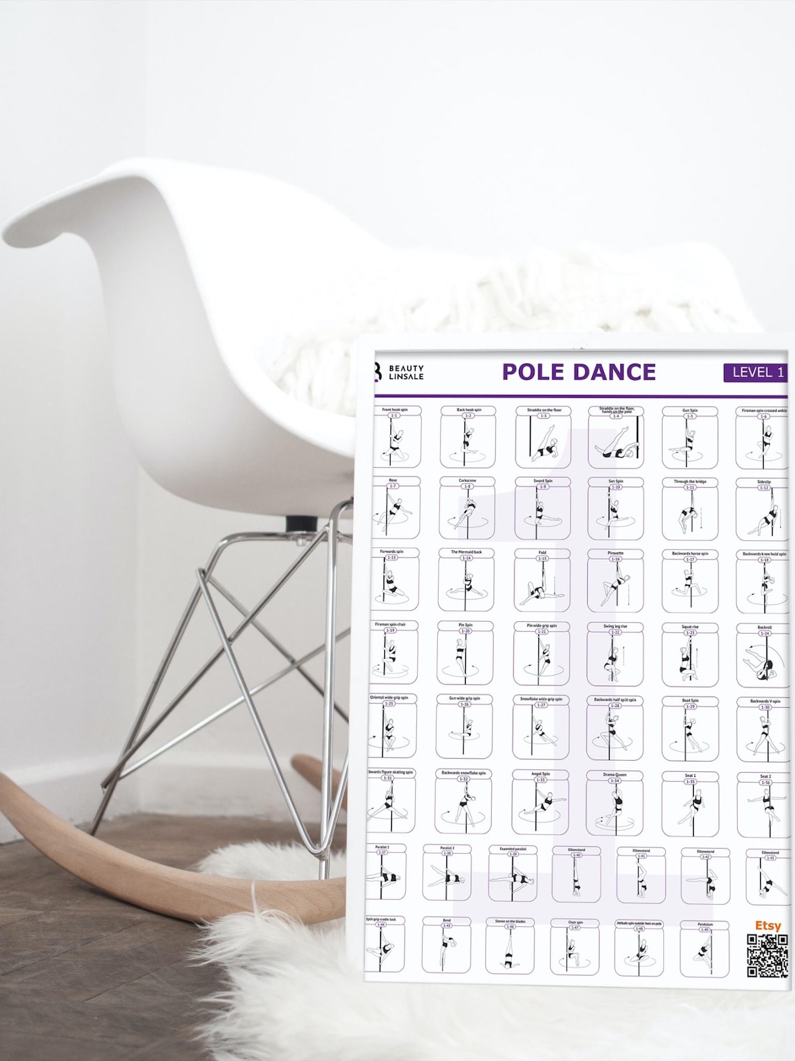 Printable Pole Dance Pose Poster for Beginer LEVEL 1 for Print *.PDF ...