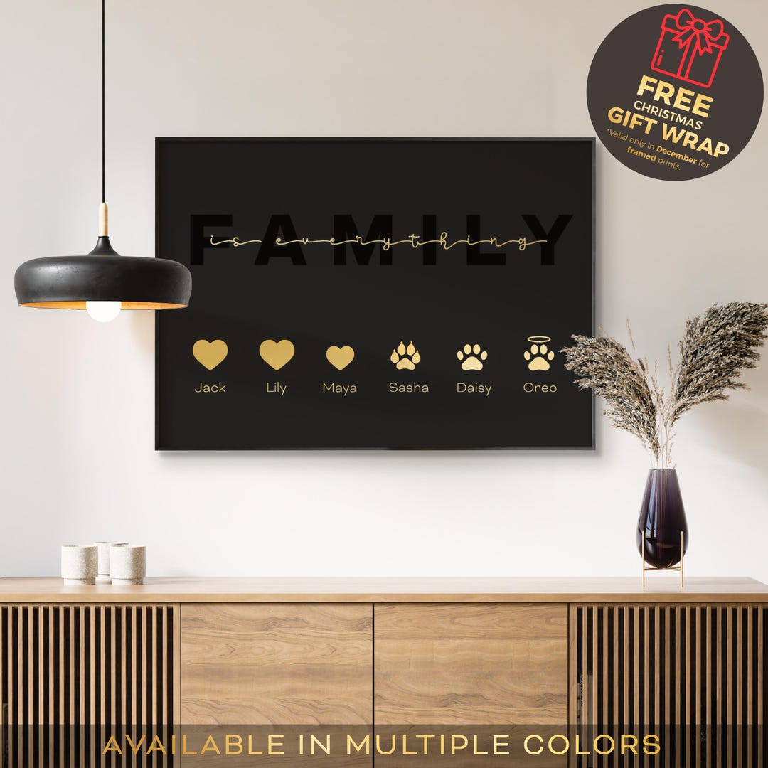Custom Family Print | Our Family Art Wall | Personalised Names Framed ...