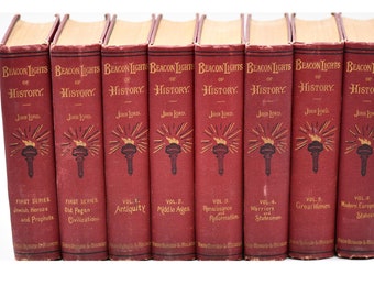 Antique Late 1800s Beacon Lights of History 5 Volumes by John Lord ...