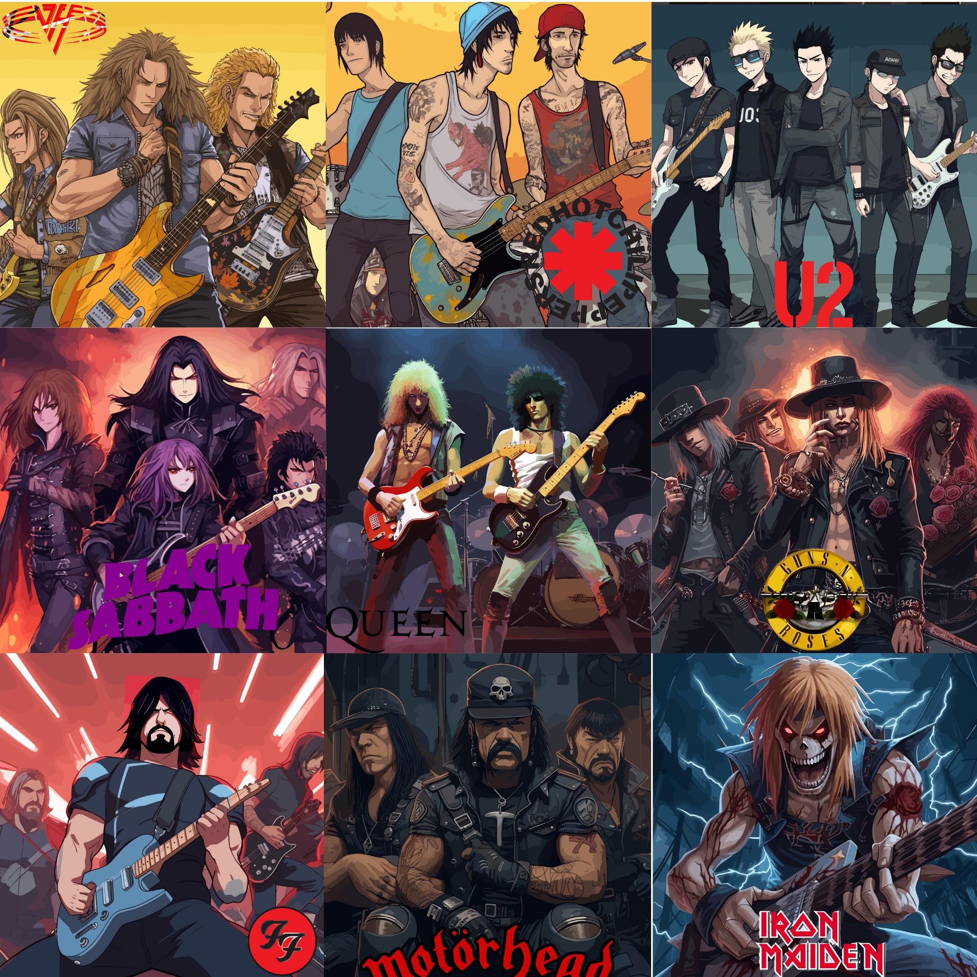 Anime Rock SVG Bundle | Rock Band Anime Designs | High-quality Clipart ...