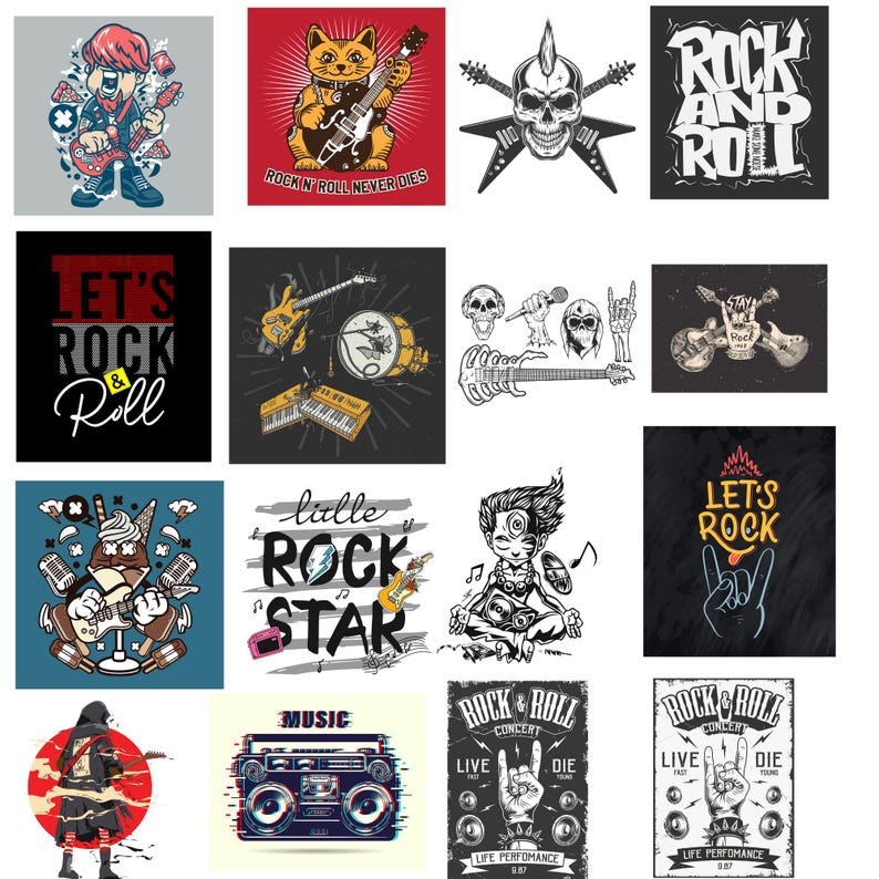 350 Rock Music Designs Bundle | High-quality PNG & SVG Files | Rock ...