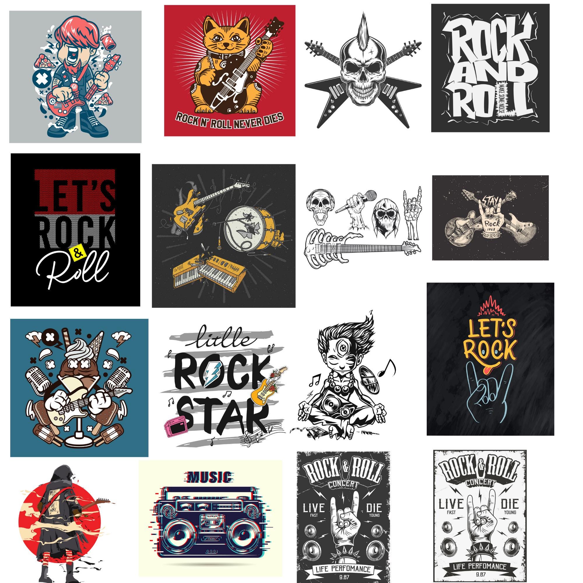 350 Rock Music Designs Bundle | High-quality PNG & SVG Files | Rock ...