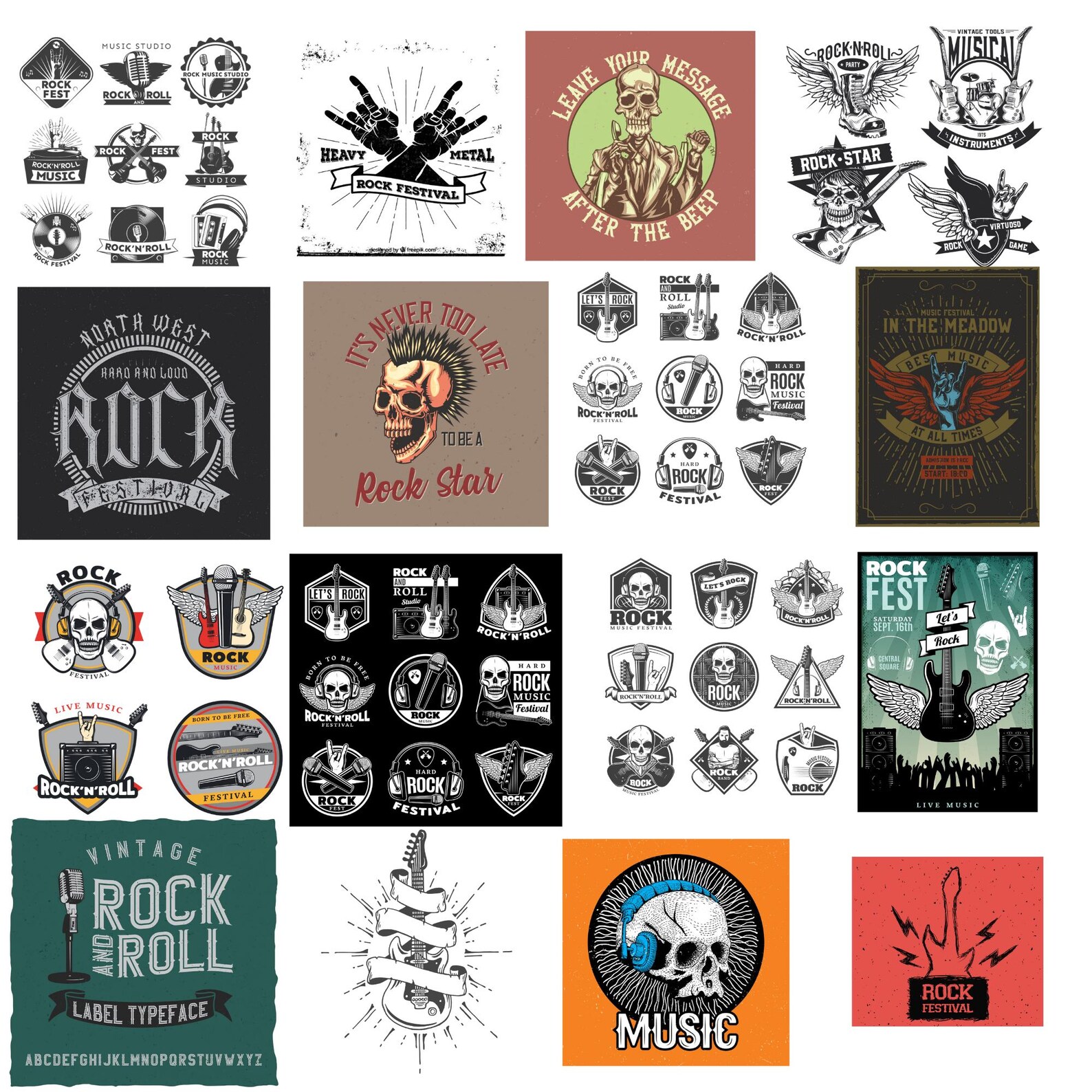 350 Rock Music Designs Bundle High-quality PNG & SVG Files Rock Band ...