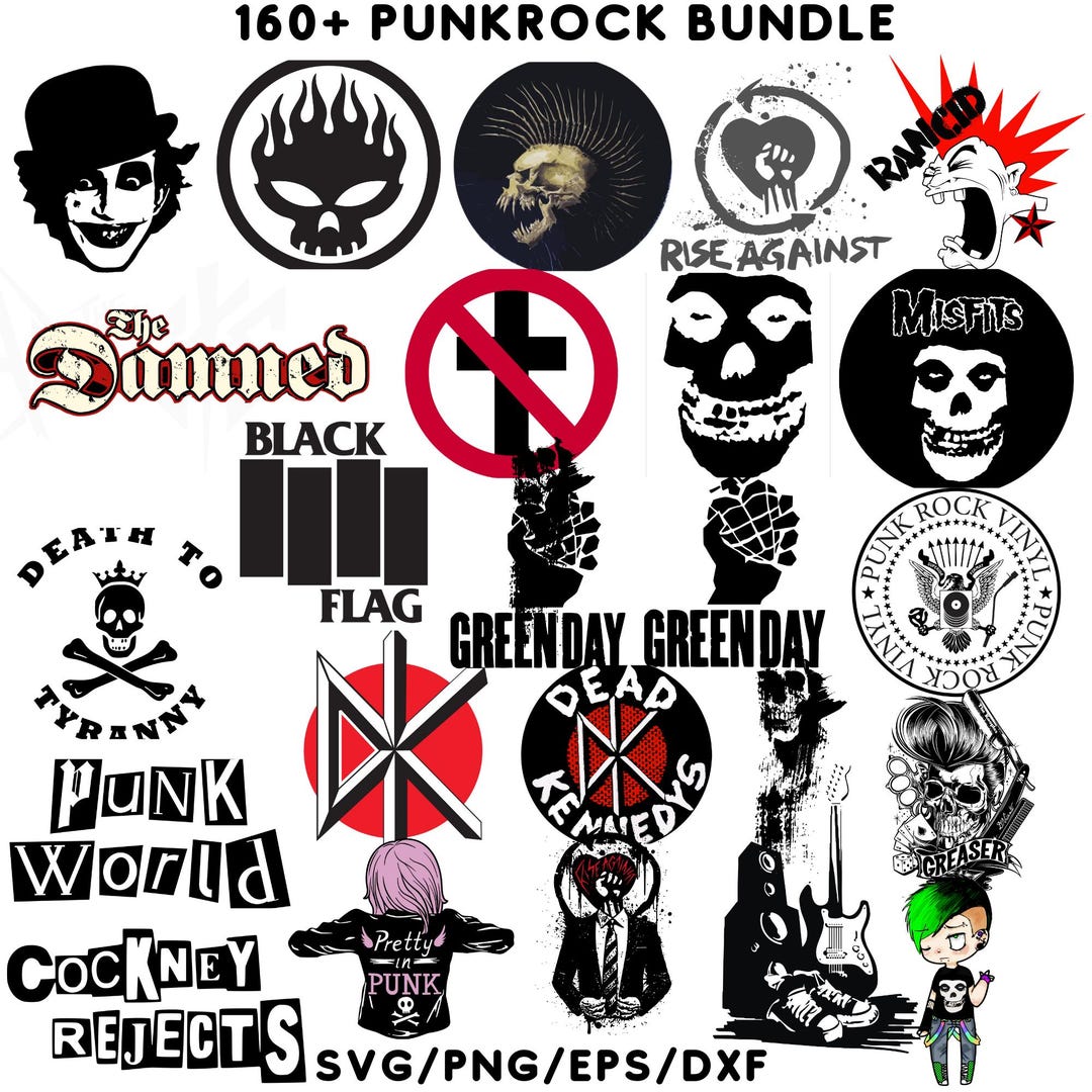 Punk Rock SVG Bundle: Skull, Guitar, Band Logos (digital Download) - Etsy