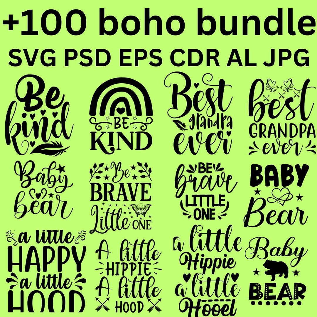 Boho SVG Files Bundle: 100 Unique Designs (digital Download) - Etsy