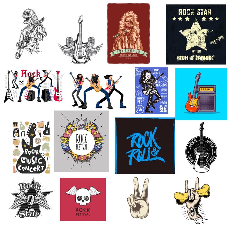 350 Rock Music Designs Bundle High-quality PNG & SVG Files Rock Band ...