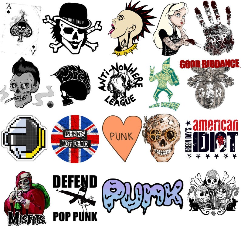 Punk Rock SVG Bundle | Rock Music Designs | Skull, Guitar, Band Logos ...