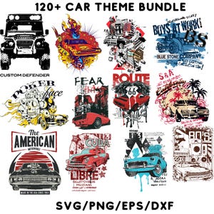120+ Car Theme SVG Bundle | Racing SVG | Classic Cars | Muscle Cars ...