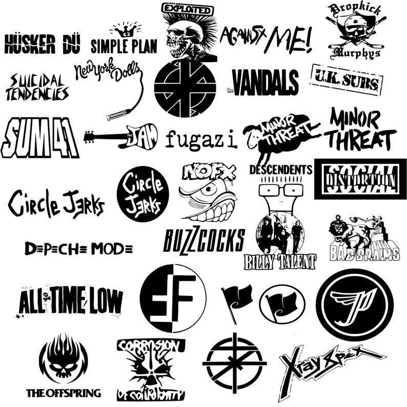 Punk Rock SVG Bundle: Skull, Guitar, Band Logos (digital Download) - Etsy