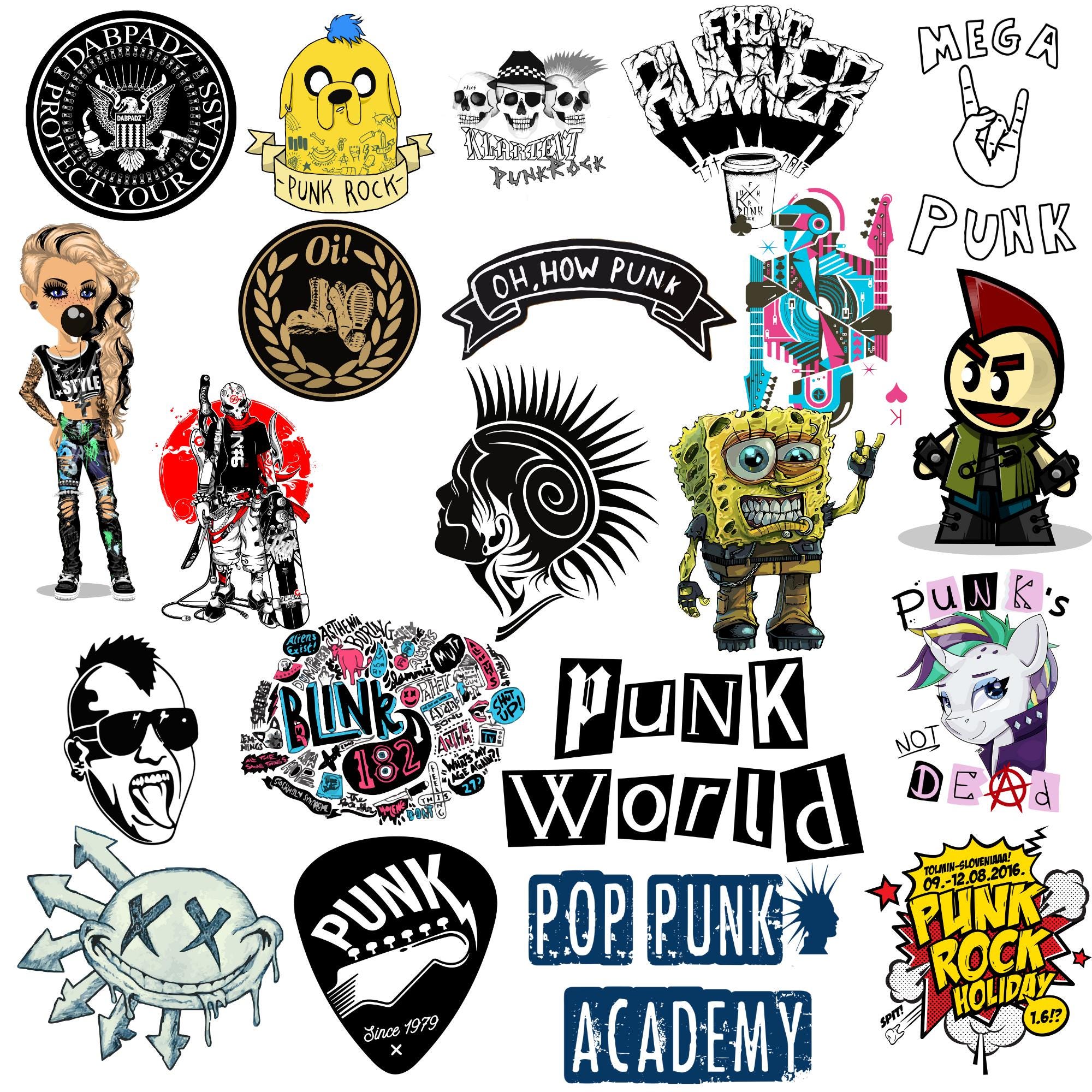Punk Rock SVG Bundle | Rock Music Designs | Skull, Guitar, Band Logos ...