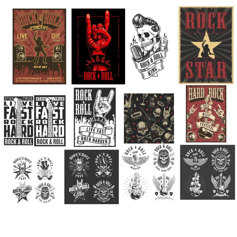 350 Rock Music Designs Bundle | High-quality PNG & SVG Files | Rock ...
