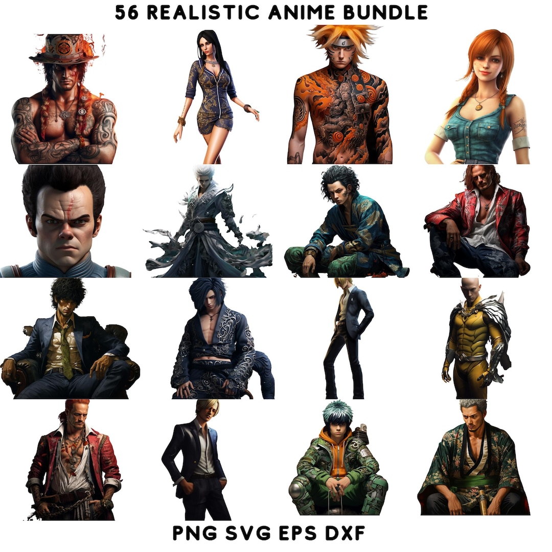 Realistic Anime SVG Bundle | High-quality Anime Clipart | Anime ...
