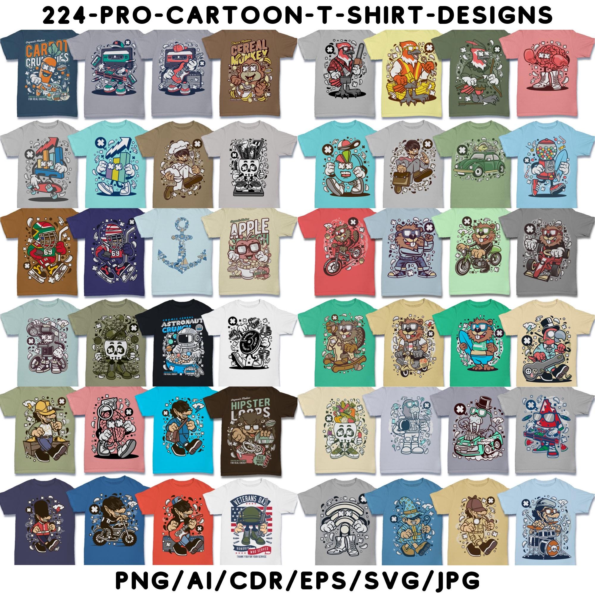 224 Pro Cartoon SVG Bundle | Cartoon Clipart | Vector Files for Cricut ...