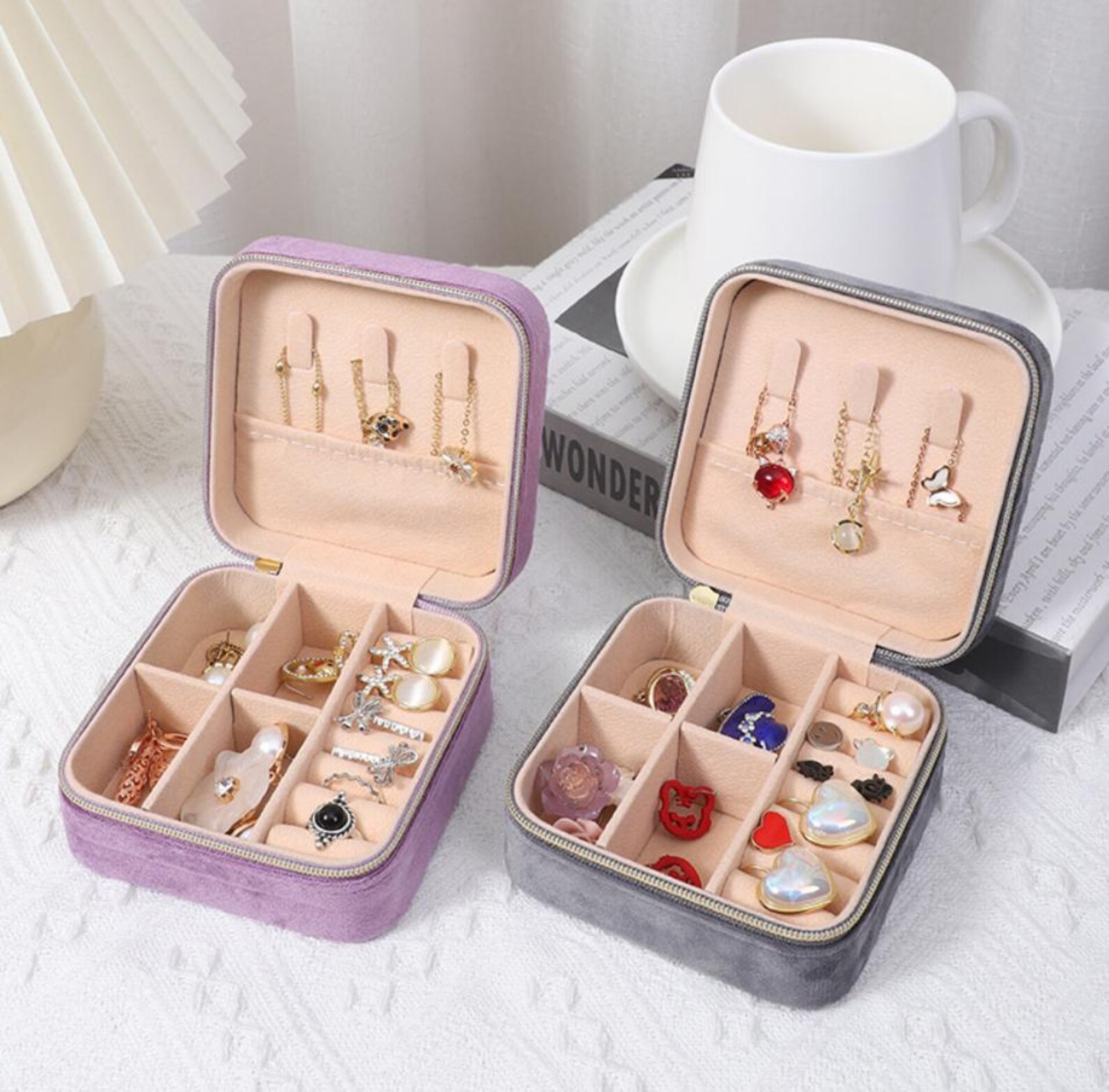 Square Velvet Jewelry Boxes, Small Square Jewelry, Box Gift for ...