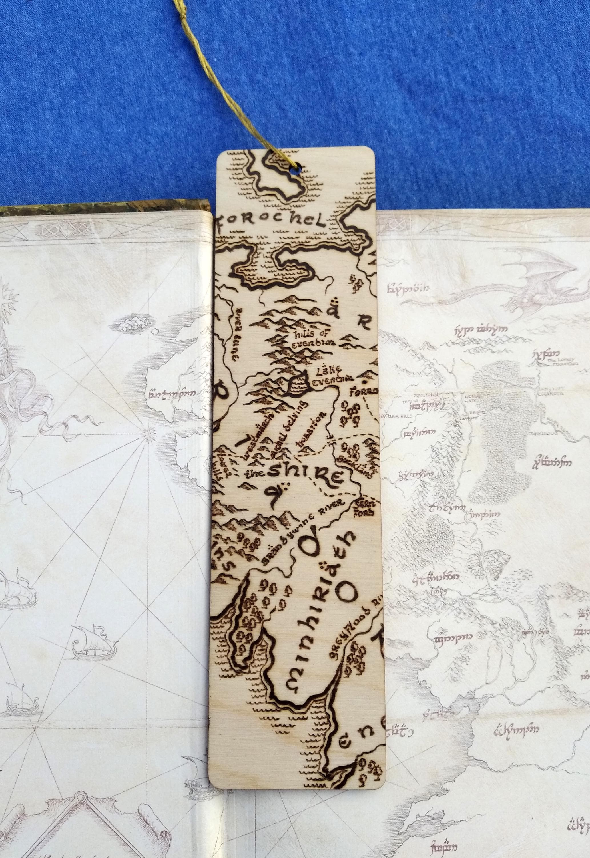 Middle-earth Map Hand Pyrography Wooden Bookmark the Shire - Etsy