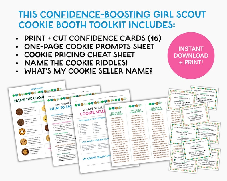 Girl Scout Cookie Booth Confidence Kit | Confidence Cards & Games | PDF ...