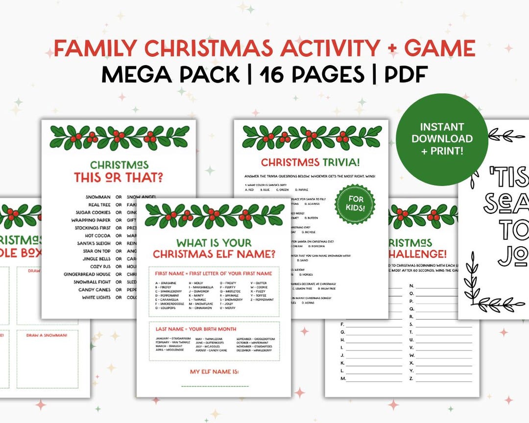 Christmas Activity Pack Printable | Family Games Bundle (digital ...