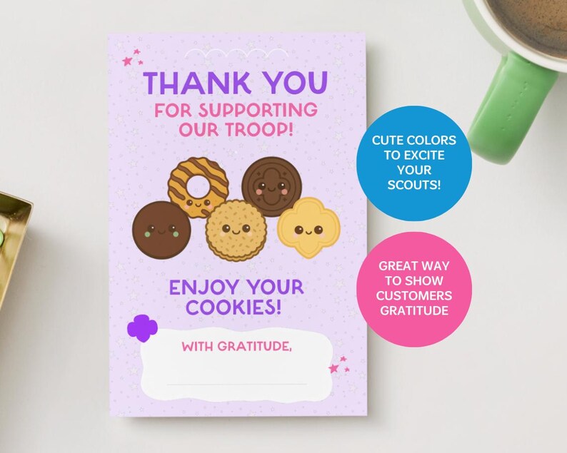 Girl Scout Cookie Thank You Cards | Printable 4x6 | Digital PDF - Etsy
