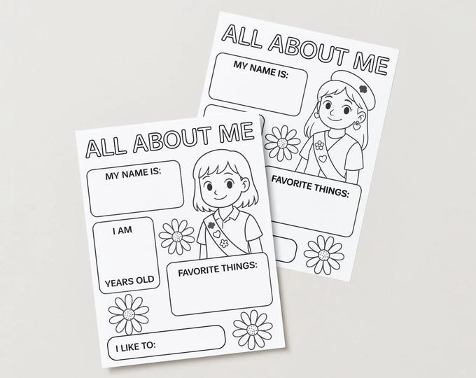 Daisy Girl Scout Activity - All About Me - Printable Instant Download ...