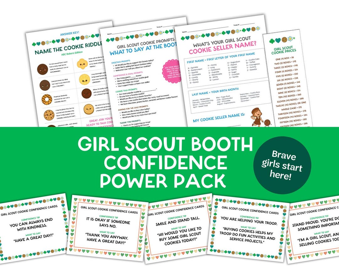 Girl Scout Cookie Booth Confidence Kit | Confidence Cards & Games | PDF ...