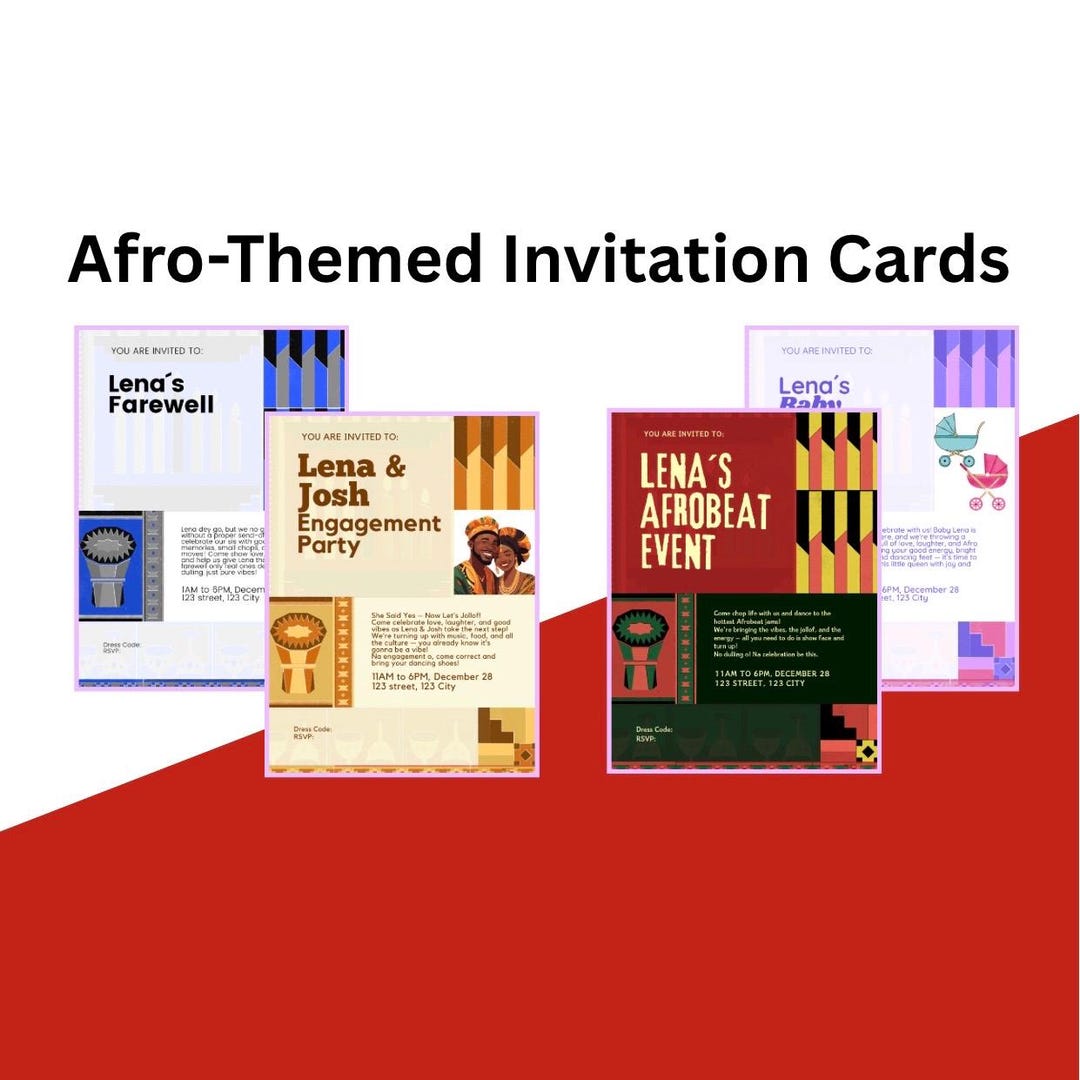 Editable African Invitation Template Printable Party Invite Afrobeat ...