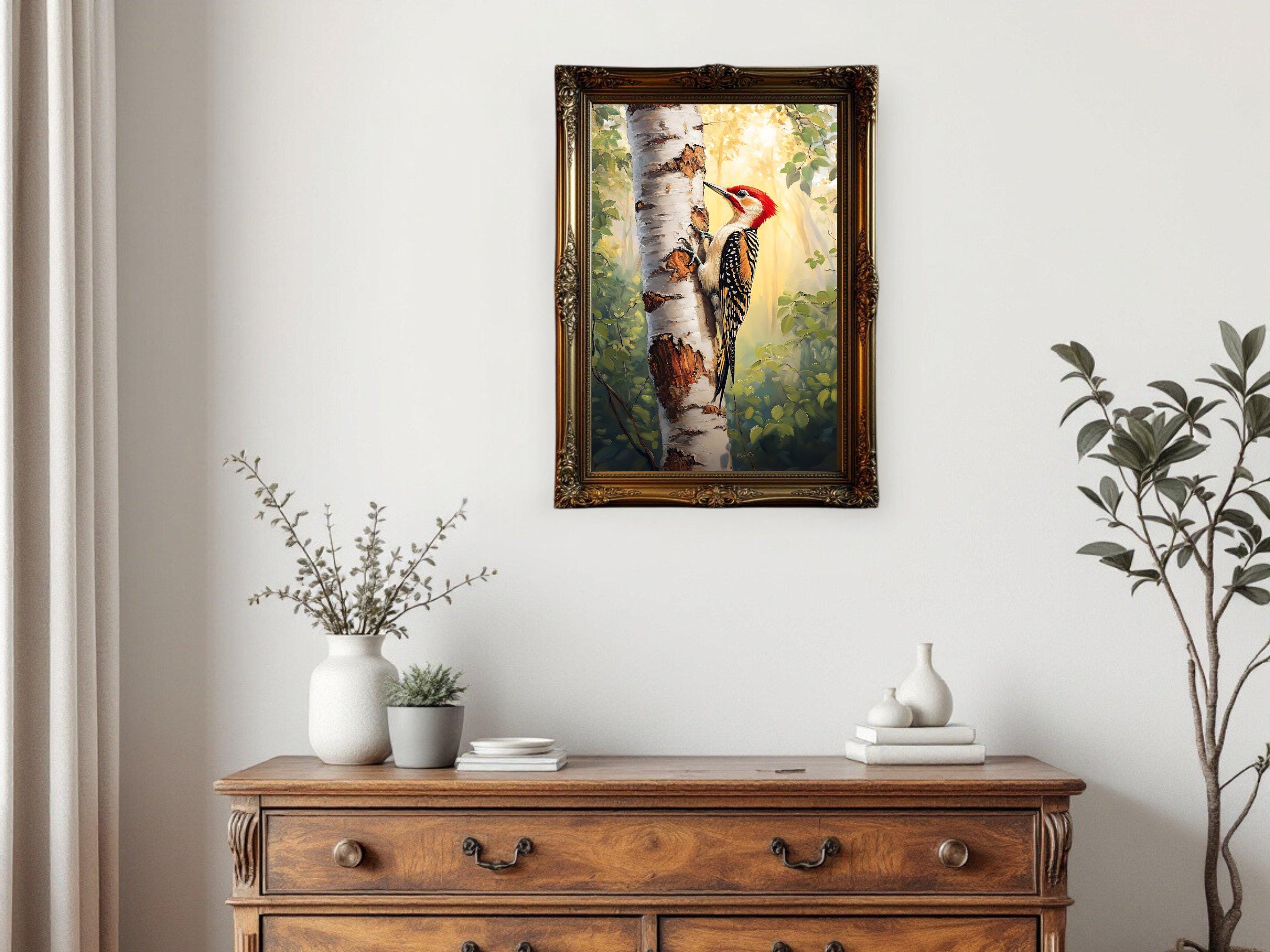 Woodpecker Wall Art, Woodland Bird Print, Nature Lover Gift, Wildlife ...
