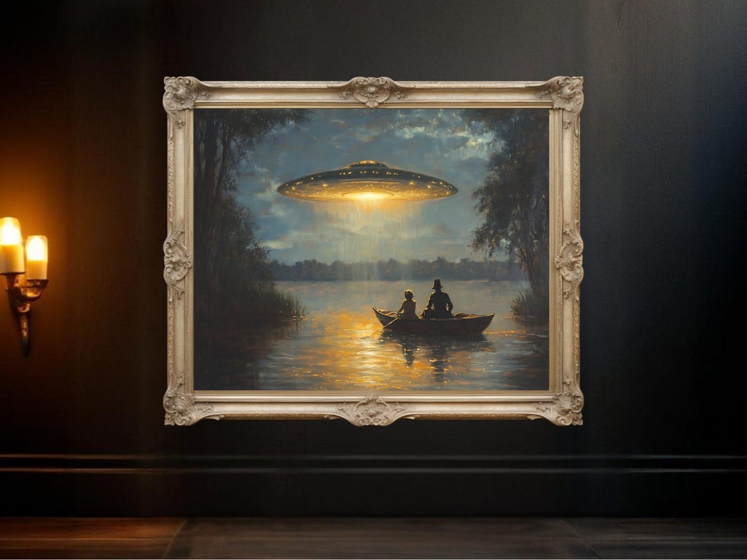 UFO Wall Art, Alien Spaceship Art Print, Vintage Style Wall Decor, Sci ...