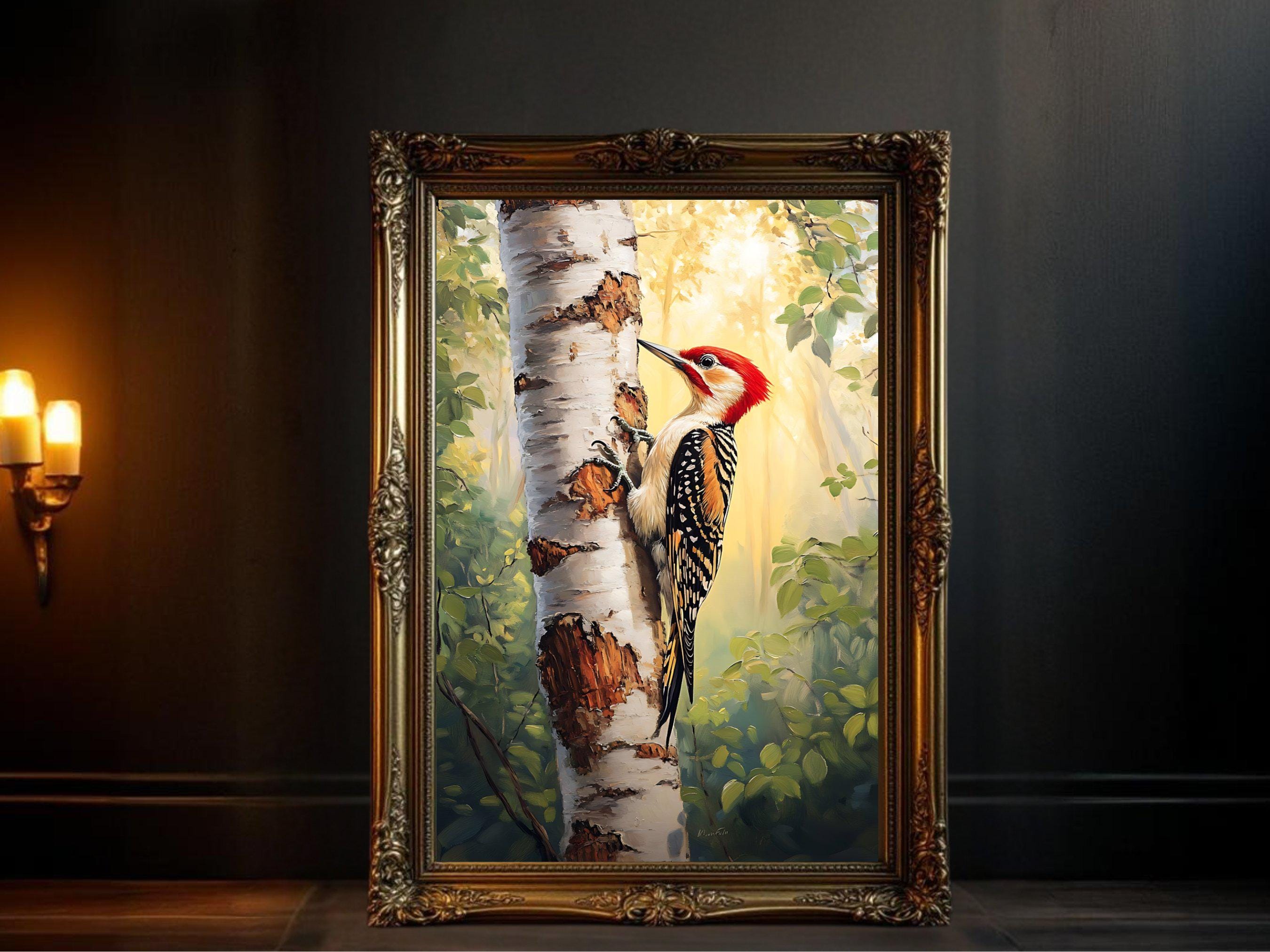 Woodpecker Wall Art, Woodland Bird Print, Nature Lover Gift, Wildlife ...
