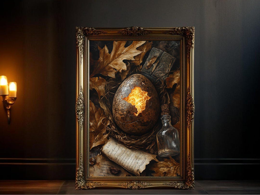 Mysterious Glowing Egg Art Print, Fantasy Wall Art, Enchanted Egg ...